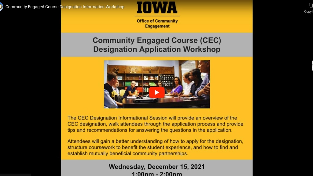 Workshop Series | Office of Community Engagement - The University of Iowa